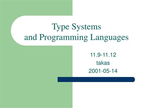 PPT Type Systems And Programming Languages PowerPoint Presentation