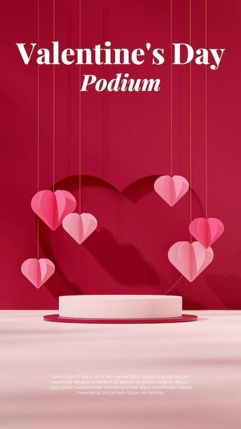 3d изображение представляет собой пустой макет бордово белого подиума в портретных висящих