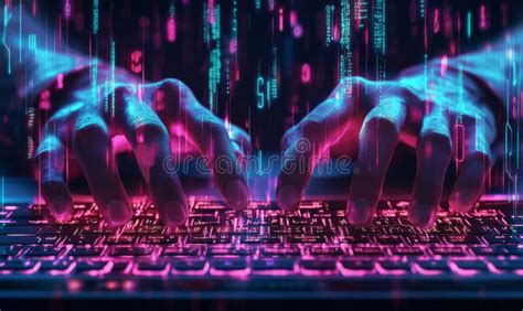Programmer Working on a Laptop, Circuit Board, and a Java Script Screen - Software Development ...