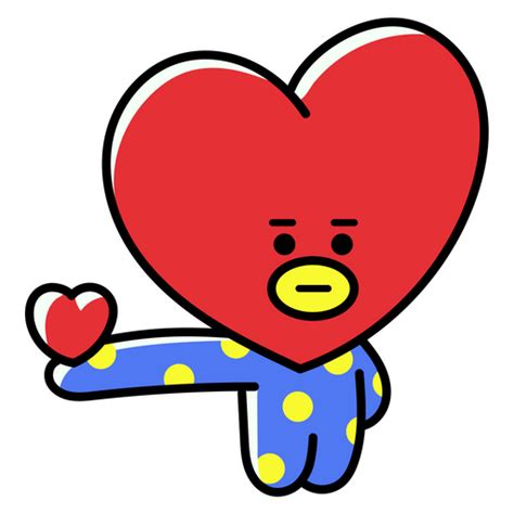Bts Bt21 Tata Holds A Heart Sticker Sticker Mania