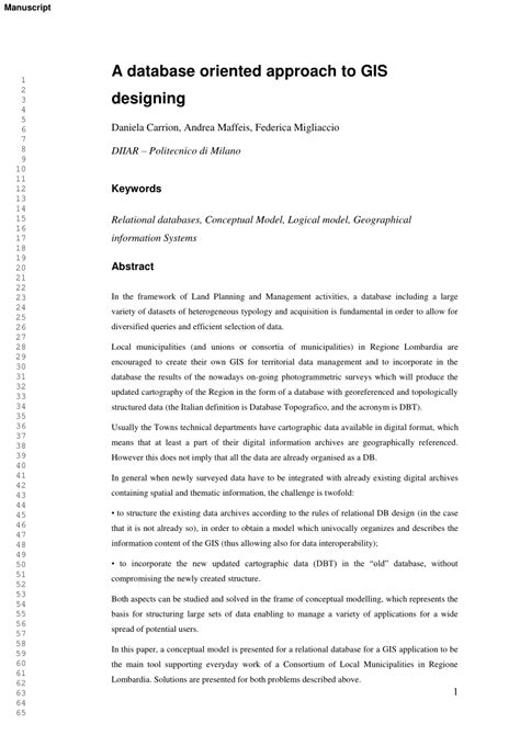 Pdf A Database Oriented Approach To Gis Designing