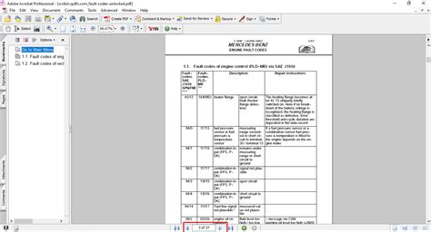 MERCEDES BENZ ENGINE FAULT CODES