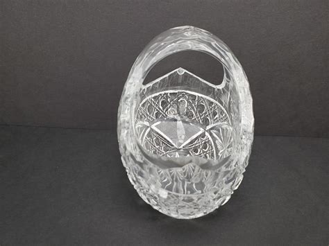European Cut Glass Crystal Basket Bowl Fruit Candy Wedding Etsy