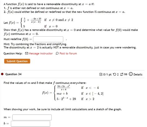 Solved A Function Fz Is Said To Have A Removable Discontinuity At