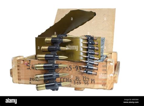 Army Box With Ammunition Belt Isolated Stock Photo Alamy