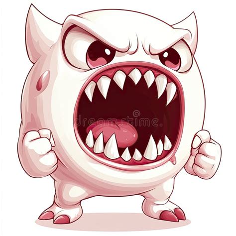 Angry Cartoon Monster With Open Mouth And Sharp Teeth Stock