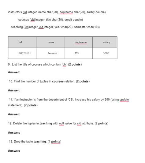 Solved Instructors Iid Integer Name Char 20 Deptname Chegg