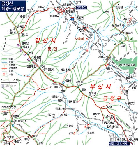 부산의 주요산 등산지도1 금정산 백양산 쇠미산 장산 철마산 망월산 백운산 일광산 달음산 엄광산 승학산