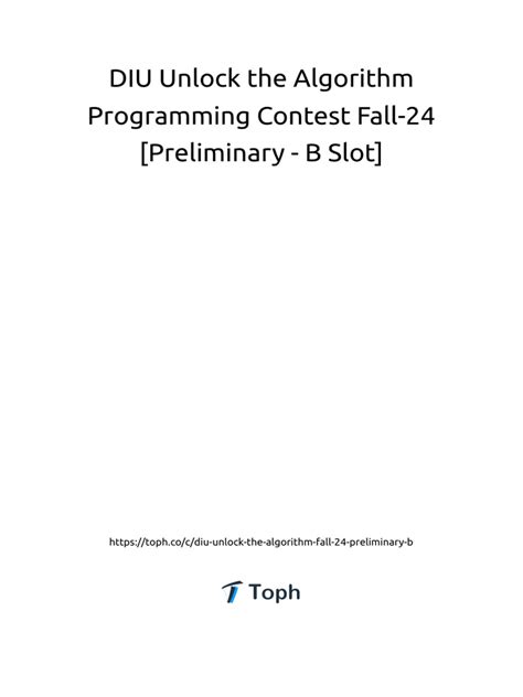 Diu Unlock The Algorithm Programming Contest Fall 24 Preliminary B