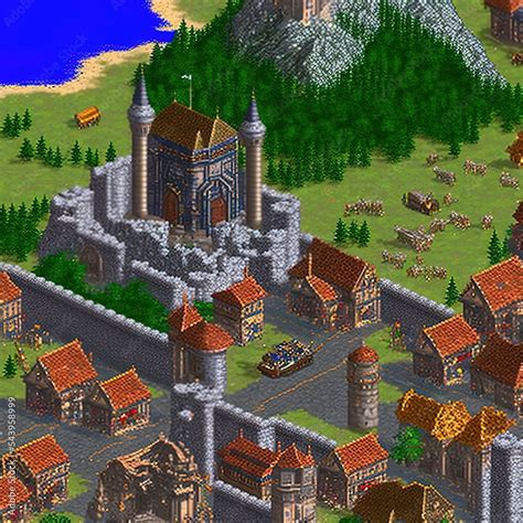 medieval fantasy rts game generative ai technology stock illustration
