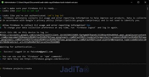 cara membuat website di firebase console lewat cli
