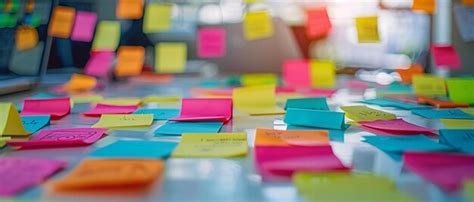 Creative Brainstorming Session With Colorful Sticky Notes And Ideas Premium Ai Generated Image