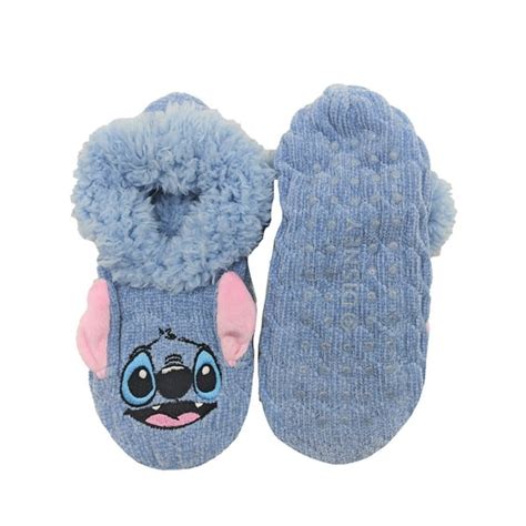 Disney Lilo And Stitch Womens 3d Cable Knit Chenille Slipper Socks 1