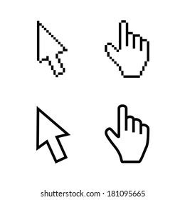 Hand Arrow Cursors Smooth Pixel Illustrations Stock Illustration