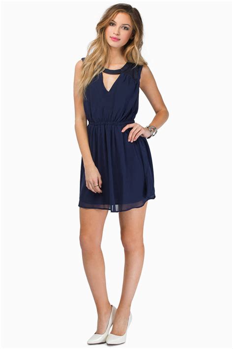Necked Out Skater Dress In Navy 20 Tobi Us