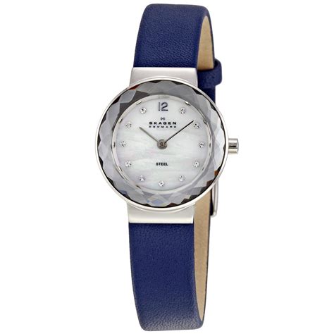 Skagen Women's 456SSLN Denmark White Mother-Of-Pearl Dial Watch: Skagen ...