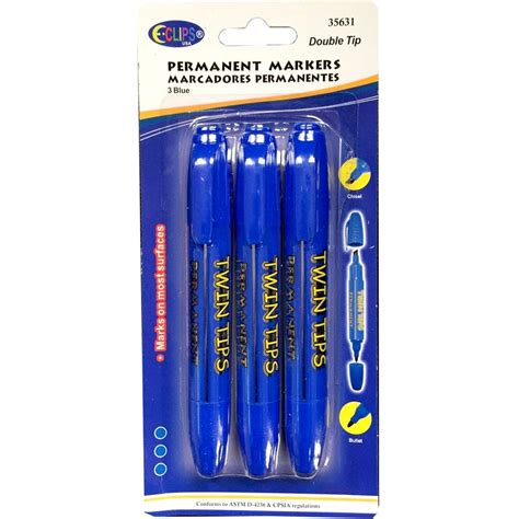 48 Pieces Permanent Markers Double Tip Chisel And Bullet 3 Pk Blue