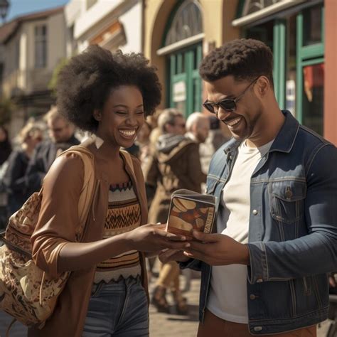 Premium Photo A Man And A Woman Are Smiling At Each Other While