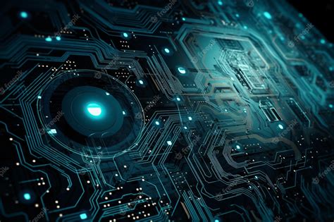 抽象的な未来的な電子回路基板とメッシュ ライン処理技術の背景現代のハイテク科学生成 Ai プレミアム写真