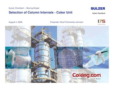 Pdf Sulzer Chemtech Moving Ahead Selection Of Column Main