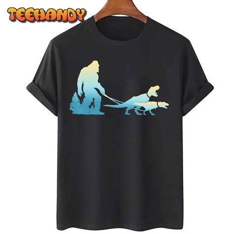 Bigfoot Taking His Dinosaurs For A Walk Bigfoot T Shirt