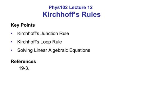 Lecture Kirchhoff S Rules