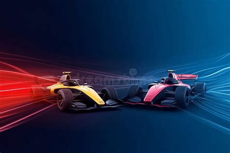 Two Futuristic Racing Cars With Contrasting Light Trails In Head To