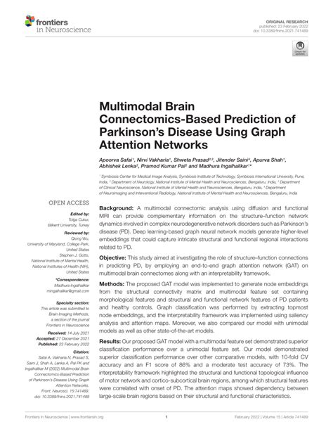 [pdf] multimodal brain connectomics based prediction of parkinson s