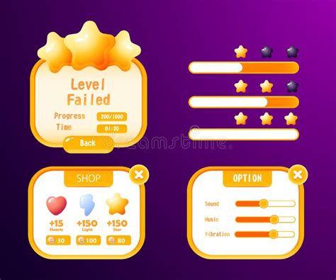 Game Asset Ui Design Cartoon Element With Elegant And Colorful Stock