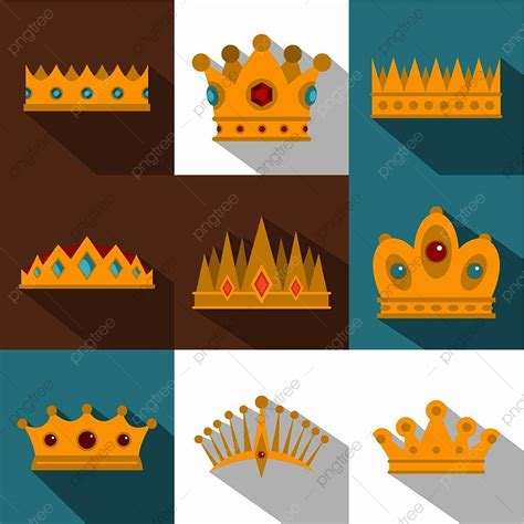 황금 왕관 아이콘 세트 그림자 위엄 있는 배너 Png 일러스트 및 벡터 에 대한 무료 다운로드 Pngtree