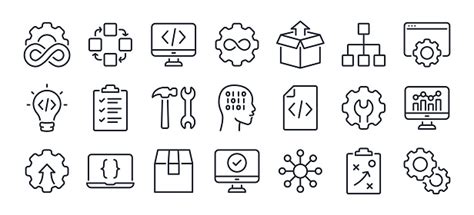 Devops Methodology And Software Development Concept Editable Stroke