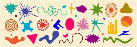 Abstract Shapes Brutalism Elements Set Contain Ellipses Stars Glitter Circle Blob Form
