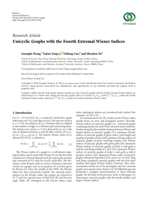 Unicyclic Graphs With The Fourth Extremal Wiener Indices Pdf Vertex