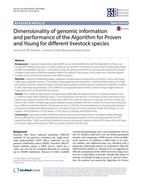 Pdf Dimensionality Of Genomic Information And Performance Of The