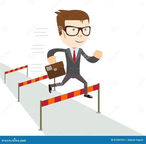 Businessman Jumping Over Hurdles Stock Vector Illustration Of
