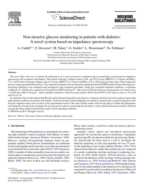 Non Invasive Glucose Monitoring In Patients With Diabetes Pdf