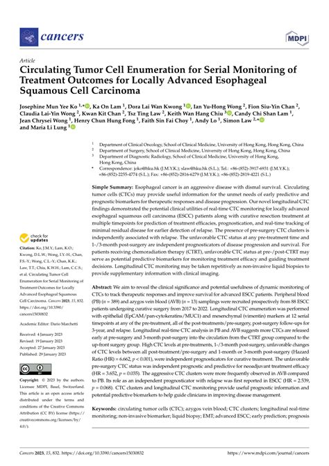 Pdf Circulating Tumor Cell Enumeration For Serial Monitoring Of