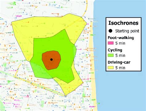 Example Of Isochrones Calculated For Different Means Of Transport And A