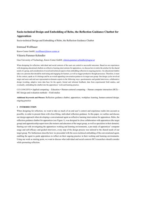 PDF Socio Technical Design And Embedding Of Rebo The Reflection