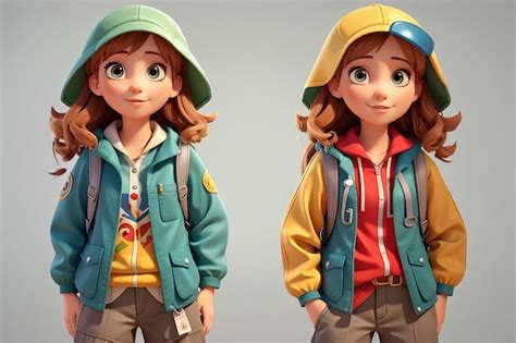 Premium Ai Image Cartoon Character Of A Girl In Camping Outfits