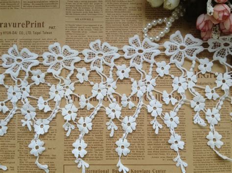 18cm Width Hollow Out Embroidery Lace Trim White Embroidered Lace Trims Sewing Costume Craft In