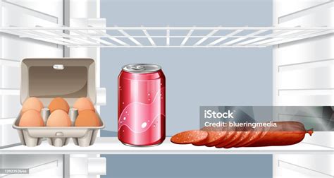 음식이 있는 냉장고 내부 냉장고에 대한 스톡 벡터 아트 및 기타 이미지 냉장고 실내 가구 Istock