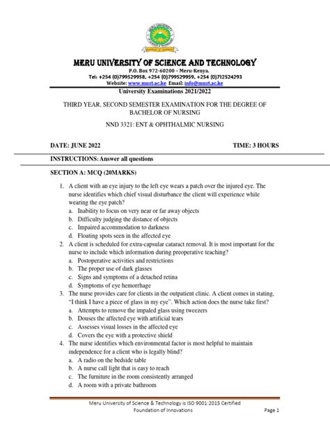 Ent Test Pdf Eye Nursing