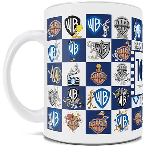 Warner Bros 100th Anniversary Looney Tunes And Shield Ceramic Mug