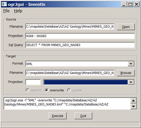Graphical Front End For The Ogr2ogr Vector File Converter