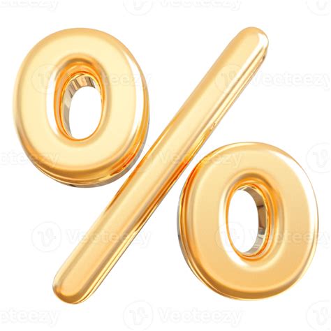 Gold Percent Symbol Icon 3d Render 36308760 Png