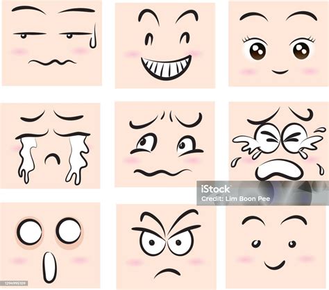 Ensemble Demoji De Visage De Dessin Animé Vectoriel Vecteurs Libres De