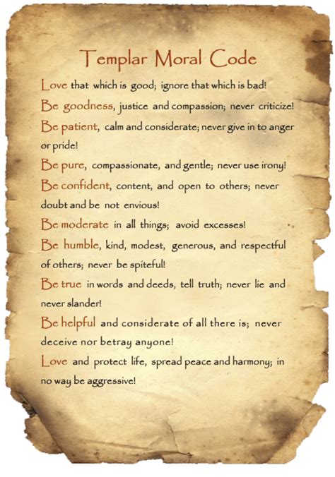 The Templar Moral Code Templar Research Institute The Templar Moral Code Templar Research Institute