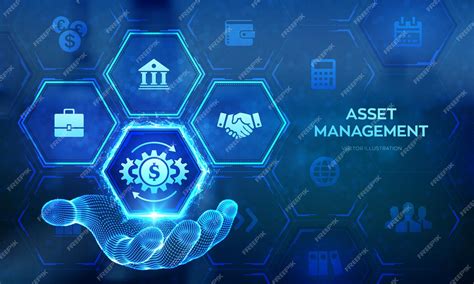Premium Vector Asset Management Icon In Wireframe Hand Business