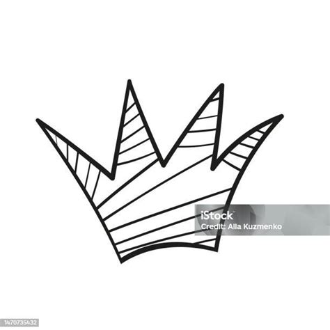 크라운 로고 낙서 아이콘입니다 흰색 배경에 고립 된 검은 색 아이콘 낙서 벡터 일러스트 레이 션 여왕 왕실 공주 상징 인사말 카드 그리기를위한 개요 디자인 소녀 여성을위한